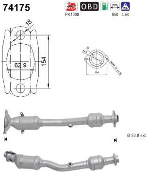 katalizatoriaus keitiklis 74175 (AS CATALYTIC CONVERTERS)